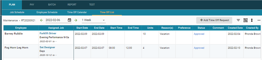Schedule and Time Off Views – WorkSight Support